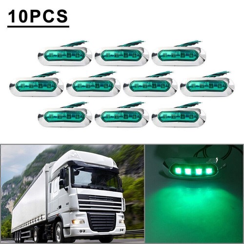 10pcs 4 LED Side Clearance Marker Green Light Fit Truck Trailer Pickup ...