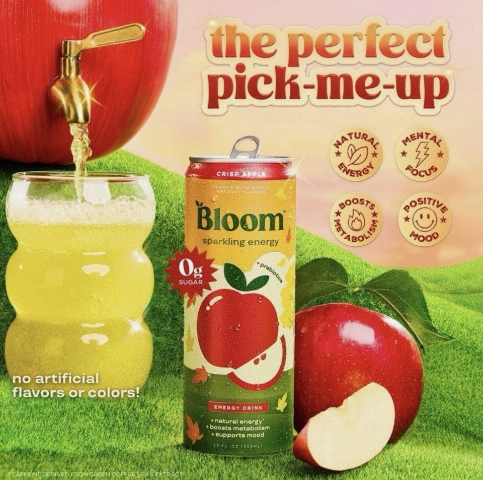 Bloom Energy Drink Crisp Apple Flavor - 5 Cans ~ WEEKEND SALE - 11/14 ...