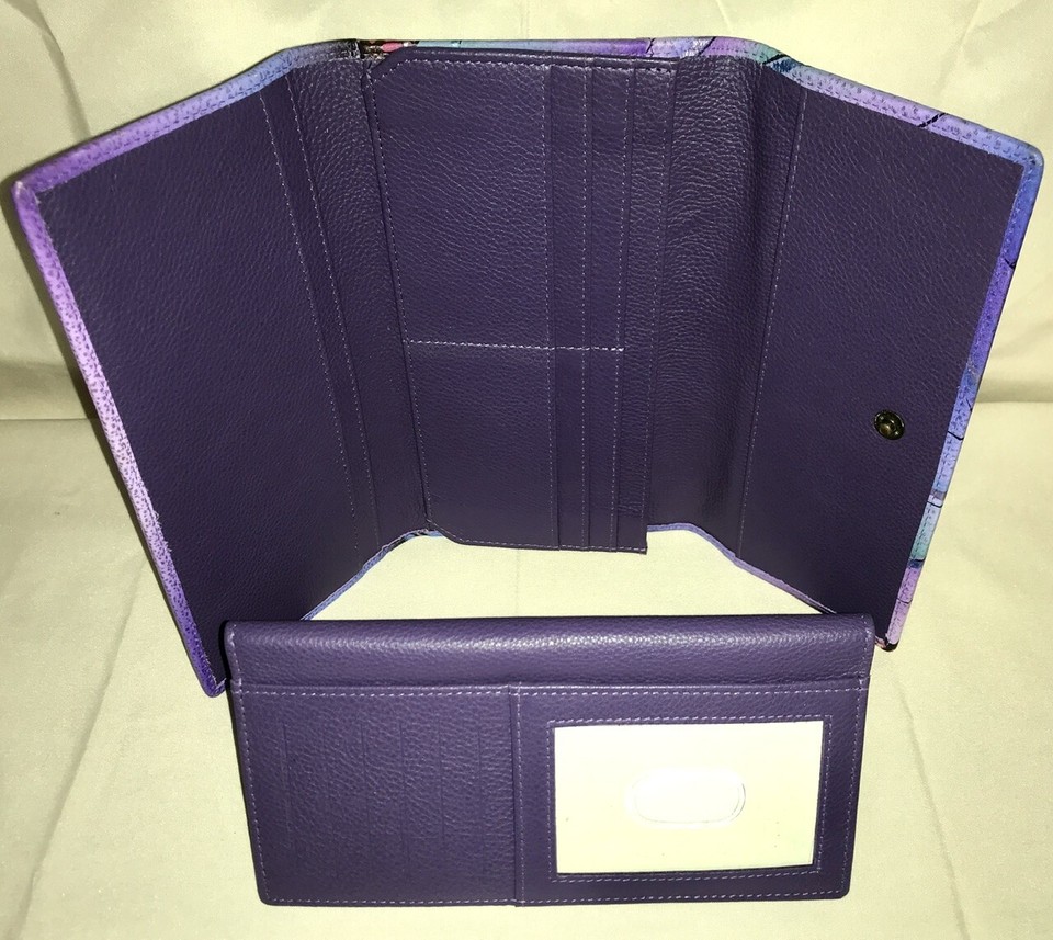 Anuschka Anna NWT🦚Tri-Fold Checkbook Clutch/Wallet-Dreamy Peacock 1701 ...