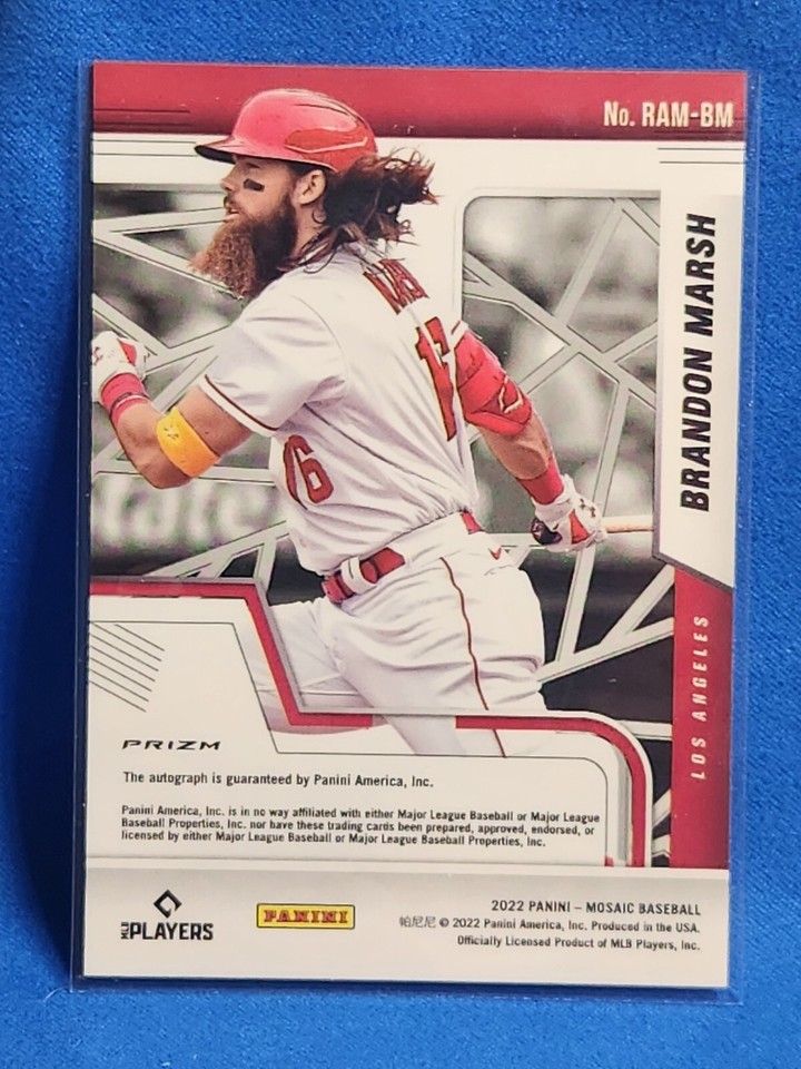 2022 Panini Mosaic Baseball ROOKIE AUTO RAM-BM BRANDON MARSH Auto PRIZM ...