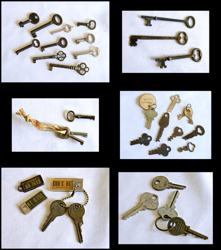 Estate Lot (32) Antique / Vintage Keys Skeleton, Barrel, Flat, Luggage ...