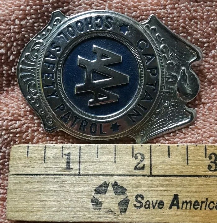 School Safety Patrol Captain Vintage AAA Badge Pin Original By Grammes ...