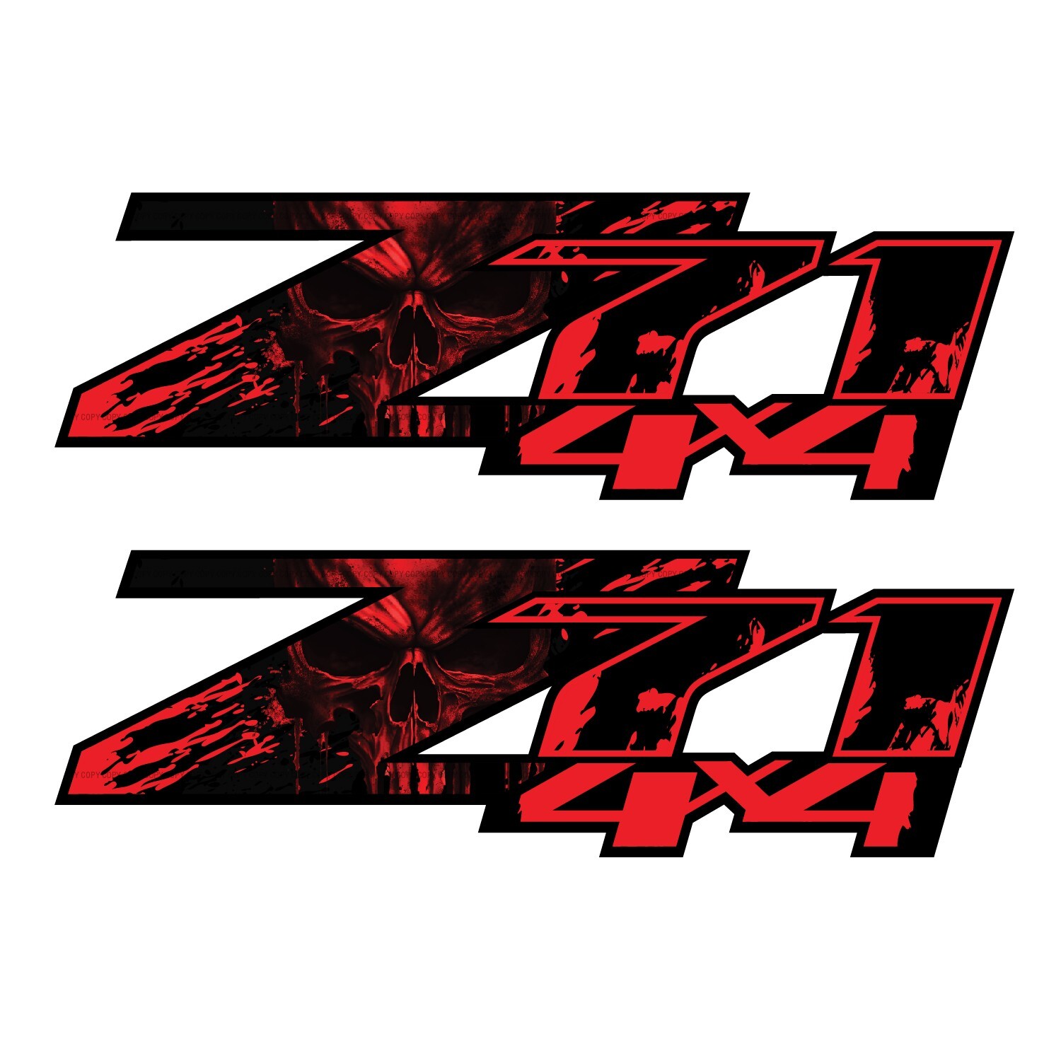 Chevrolet Silverado Z71 4x4 SKULL decals - F 1500 GM HD stickers Chevy ...