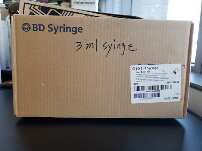 BD 3 ml Syringe Luer-Lok Tip #309657 200 individually wrapped, sterile ...