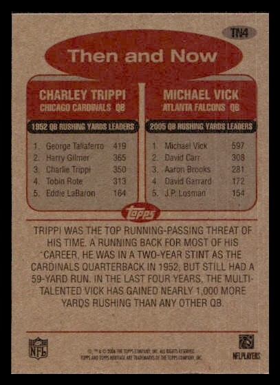 2006 Topps Heritage Charley Trippi / Michael Vick Cardinals / Falcons ...