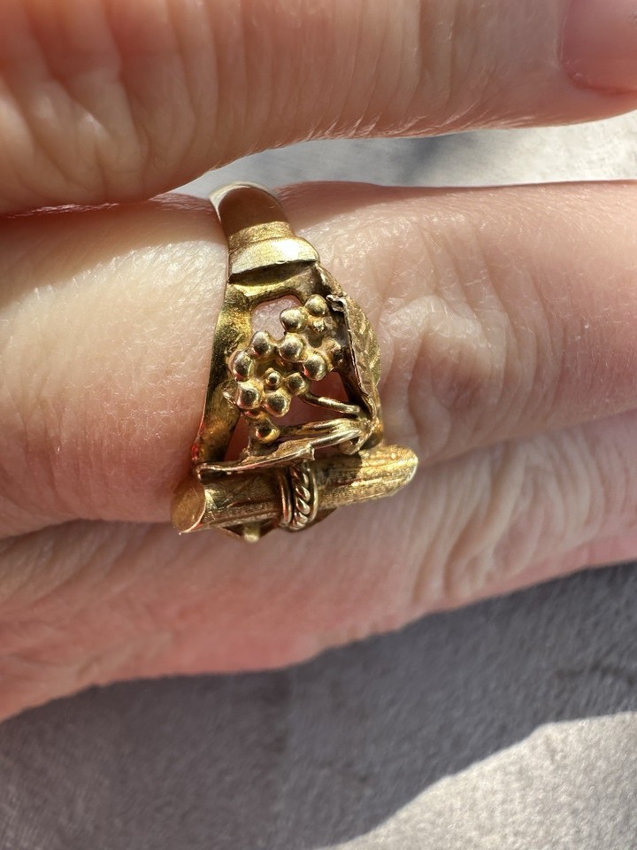 Vintage/Antique Victorian Style 18k Gold Ring Sz7.5, 3.47g Yellow Gold Nature | eBay