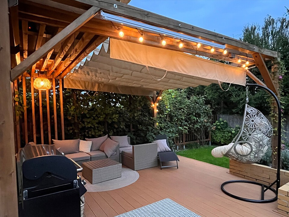 WATERPROOF OUTDOOR ROMAN SHADE | RETRACTABLE CANOPY FOR GAZEBO GARDEN ...