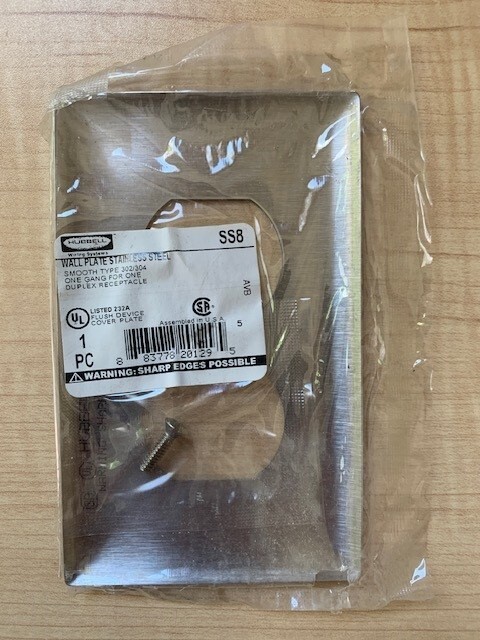 NEW Hubbell SS8 Brushed Stainless Steel Wall Cover Plate for Duplex ...