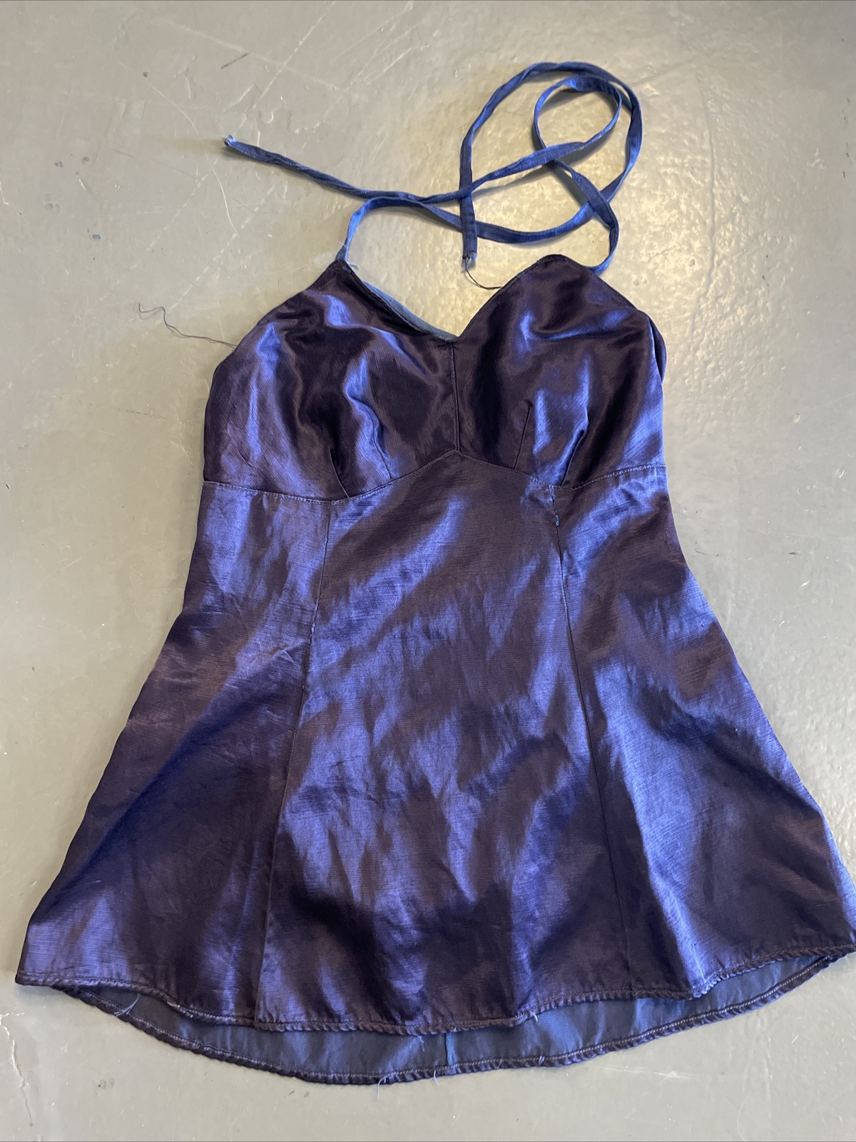 Vintage 1940s 1950s Satin Navy Blue Bathing Suit Wome… - Gem