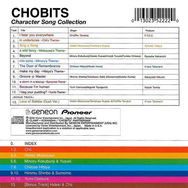 Chobits: Character Song Collection by Original Soundtrack (CD, Feb-2004 ...