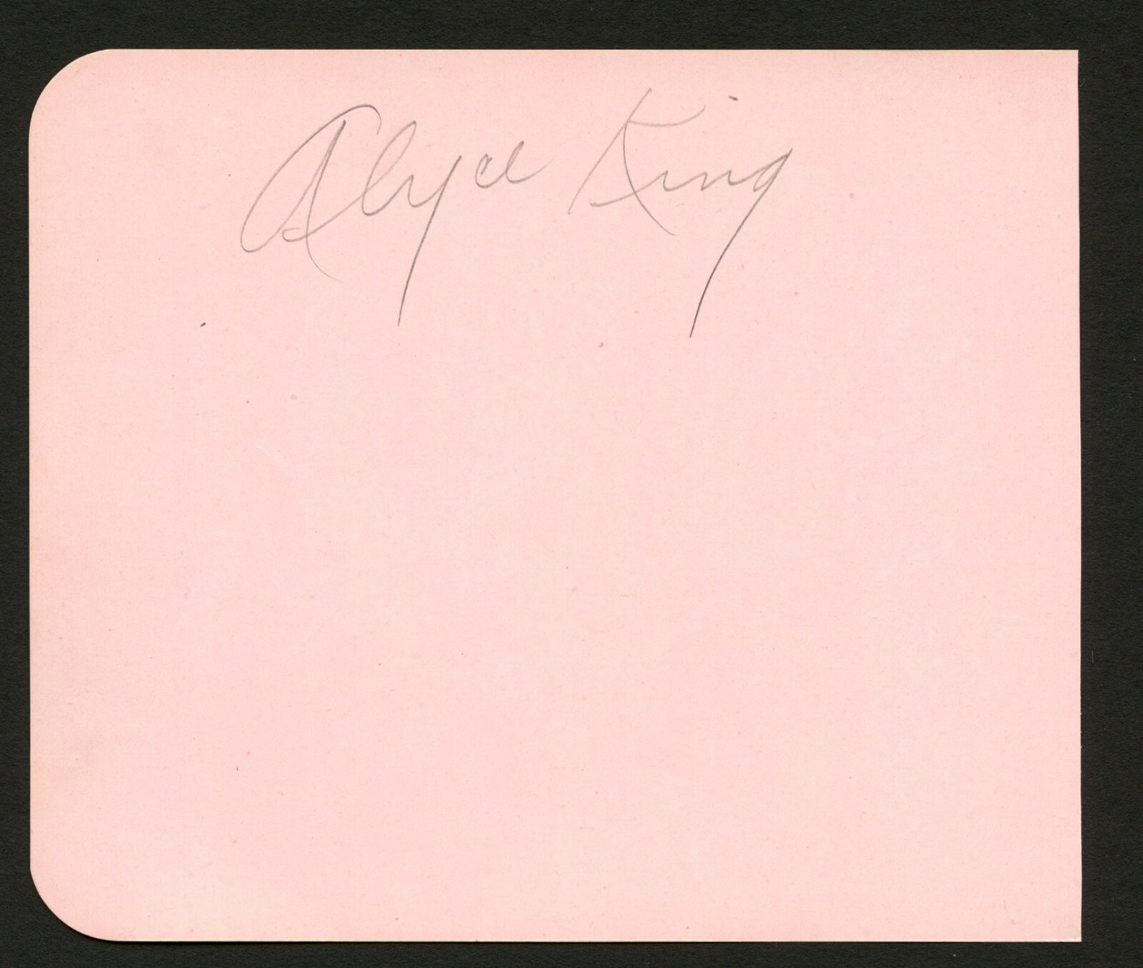 Alyce King (d. 1996) signed autograph 4x5 Album Page Big Band The King ...