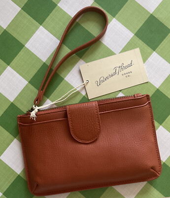 Universal Thread Zip Closure Snap Front Pocket Wristlet 7.5"x 5" Rust ...