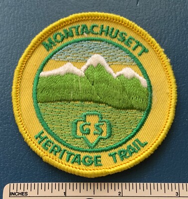 Vintage MONTACHUSETT HERITAGE TRAIL Girl Scout PATCH GS Scouting Hike ...