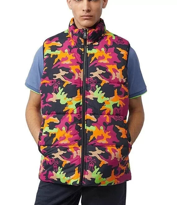 NWT Psycho Bunny Allen Reversible Camo Puffer Vest Navy Men's, Small | eBay
