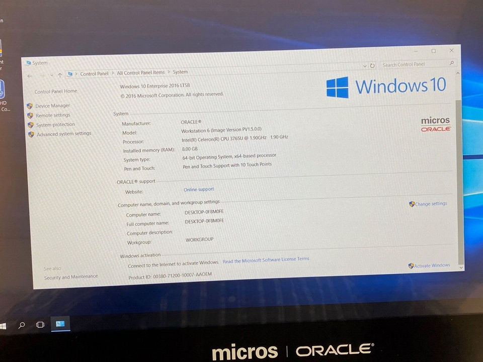 Oracle/Micros Workstation 6 Terminal w/Stand (620) WIN 10 ...