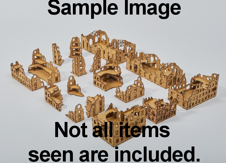 20mm 1/72 28mm 1/56 Bolt Action Scale MDF WWII Buildings Ruined Ruin ...