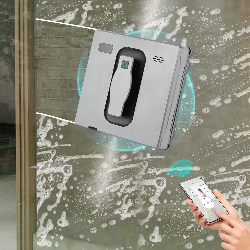 Window Cleaning Robot 2500Pa Remote Control Dual Water Spray Home ...