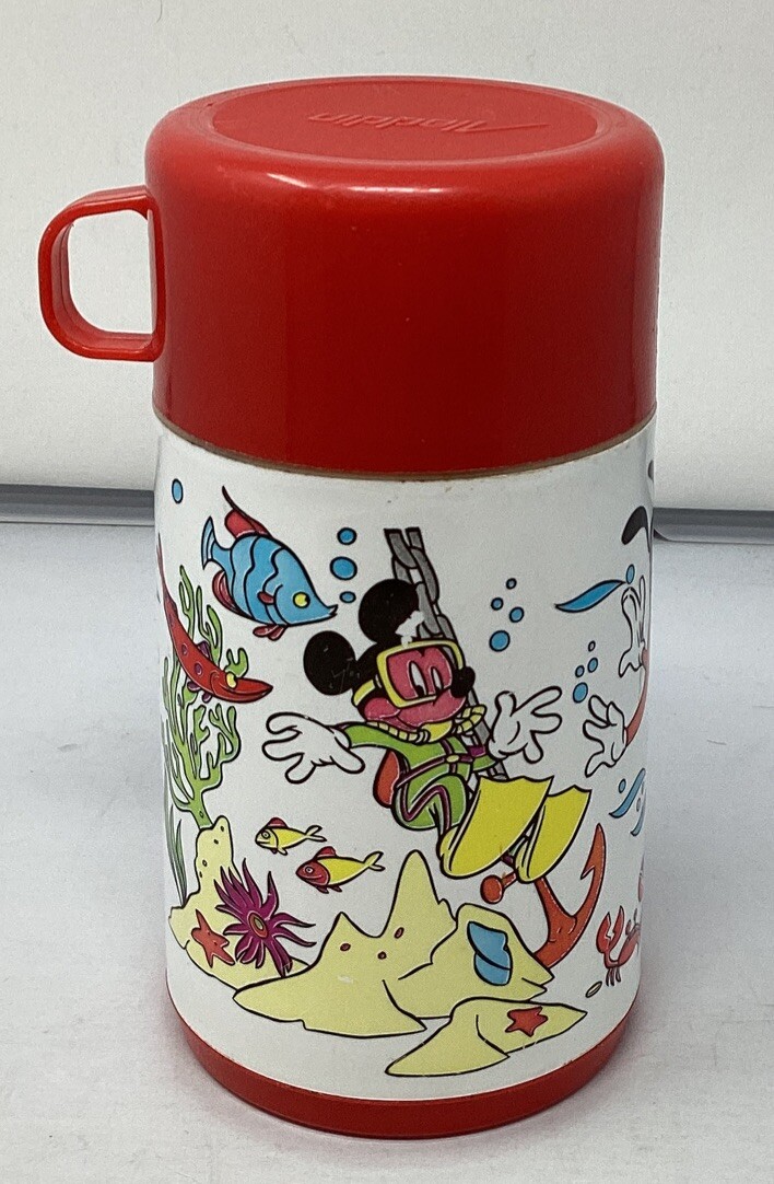 Vintage Aladdin Disney Thermos Mickey Mouse Goofy Donald 8 Oz. Plastic ...
