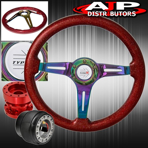 Red Hub Extender For 90-96 300Zx + Metallic Red Wood Neo Chrome ...