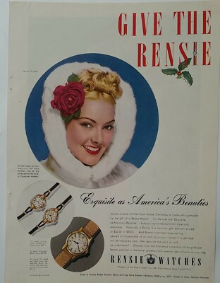 1945 Rensie women's wrist watch Conover model Norma Richter photo ad | eBay