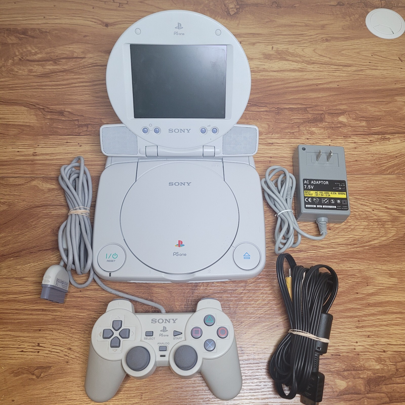 Sony PlayStation One Slim PS1 Console White with LCD Screen Complete ...