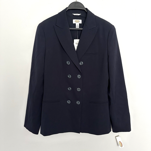 Talbots 10 Stretch Wool Double Breasted Navy Blue Blazer Jacket NWT ...