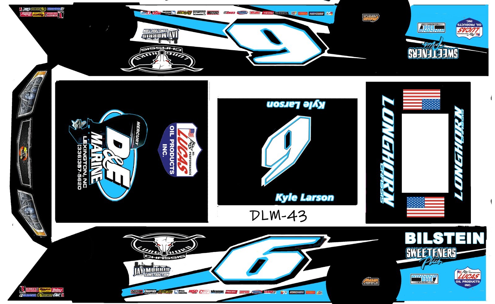 #5 Kyle Larson D&E MARINE DIRT LATE MODEL 2023 Camaro 1/24 Waterslide ...