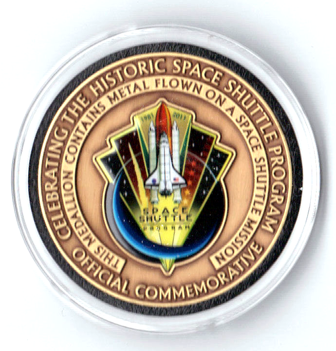SPACE SHUTTLE COMMEMORATIVE NASA COIN-MEDALLION CONTAINING FLOWN ...