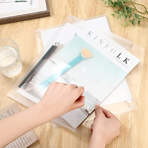 100 Pcs Clear Envelopes with Snap Button Closure A4 Letter Size Plastic ...