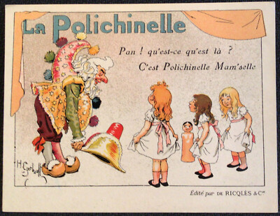 Ricqles alcool de menthe advertising trade card La Polichinelle | eBay