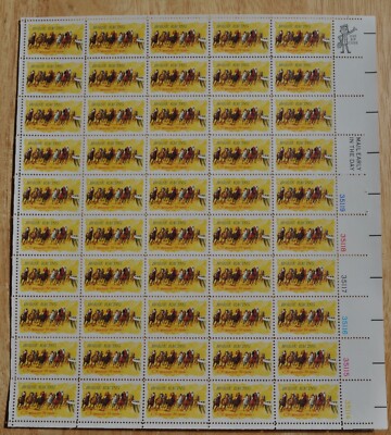 1974 US #1528 10 Cent Postage Stamp Lot Mint Full Sheet Block/50 Horse ...