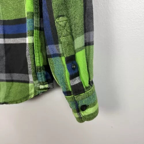 American Eagle: Button-Down Flannel Shirt, Mens Size Large, Green & Blue, Gray, | eBay