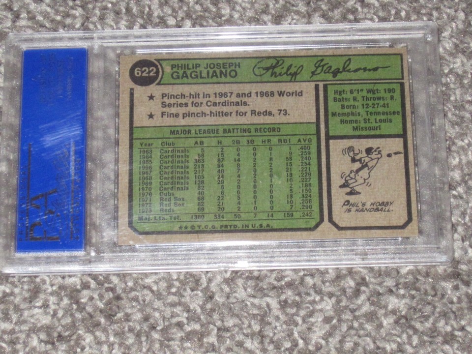 1974 Topps Baseball #622 Phil Gagliano Cincinnati Reds PSA 8 NM-MT NQ ...
