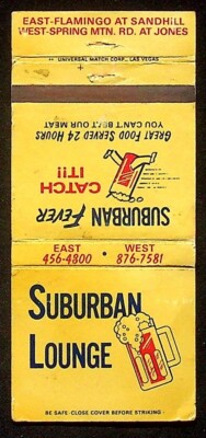 Vintage Suburban Lounge Matchbook Las Vegas Universal Aristocrat ...