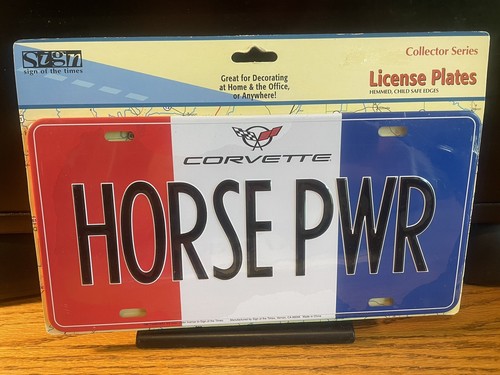 CHEVROLET CORVETTE (HORSE PWR) CUSTOM METAL LICENSE PLATE NIP RARE HTF ...