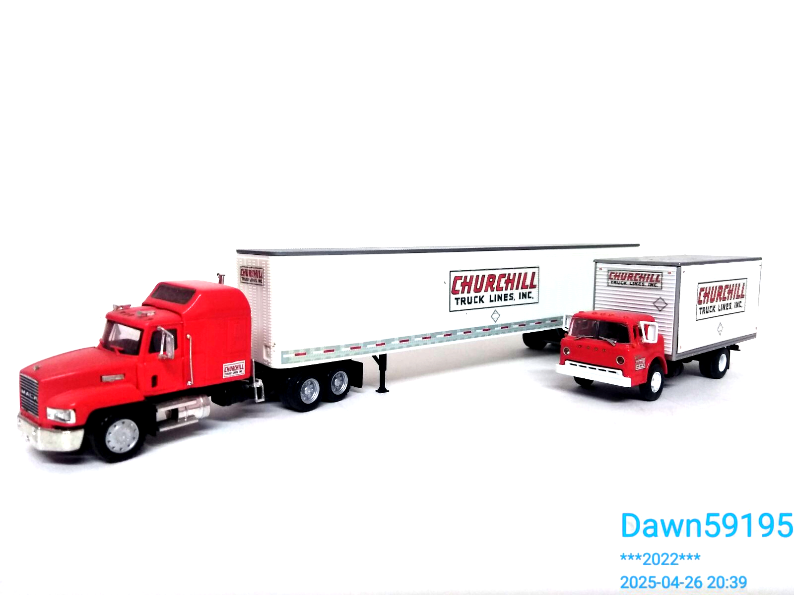 HO 1/87 FORD-C BOX TRUCK & MACK CH 48' TRAILER CHURCHILL TRUCK LINES ...
