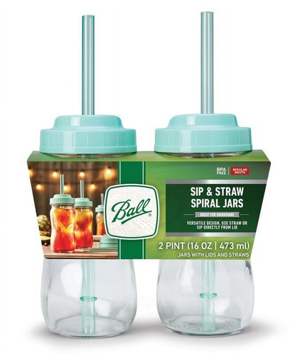 Mason Jar Ball Sip & Straw Spiral Reusable 16 oz 2 Pack BRAND NEW | eBay