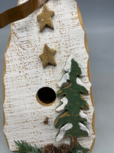 Santa's workbench outdoor decor or indoor wood snowman tree star white ...