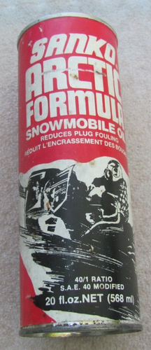 RARE RED VINTAGE RACE SANKO SNOWMOBILE OIL NOS METAL CAN TIN FULL ...