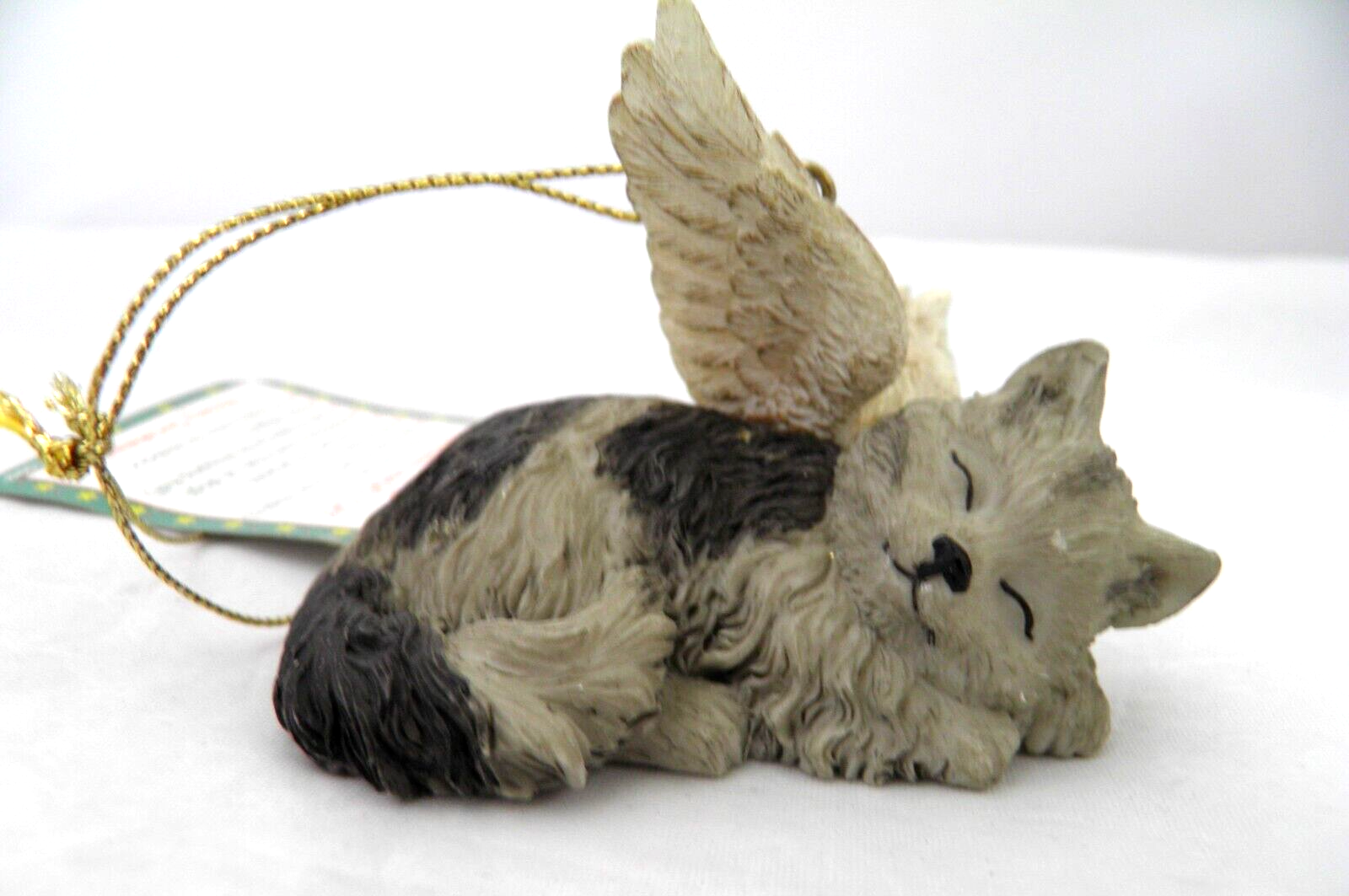 NWT Ganz Sleeping Gray Guardian Angel Cat Ornament | eBay
