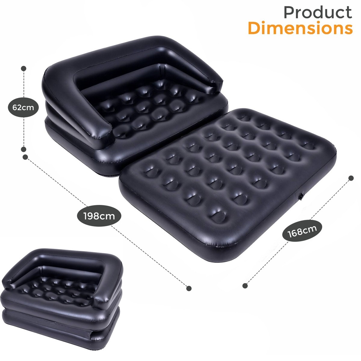 5 In 1 Inflatable Sofa Air Bed Couch With Free Electric Pump | Baci ...