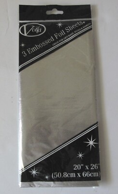 Viola Embossed Foil Silver Metallic Tissue Paper • 3 Large Sheets 20" x ...