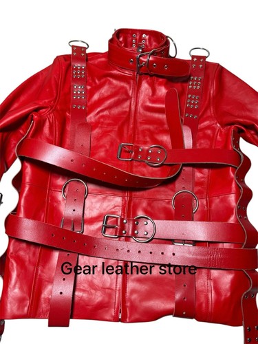 Men Strait Jacket Asylum Body Harness Straight Jacket Costume Armbinder ...