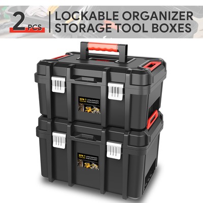 2 PCS Lockable Workshop Garage Household Portable Tool Organizer ...