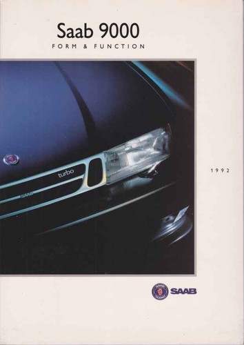 Catalogue Brochure SAAB 9000 FORM & FUNCTION 1991 AM 1992 Anglais ...