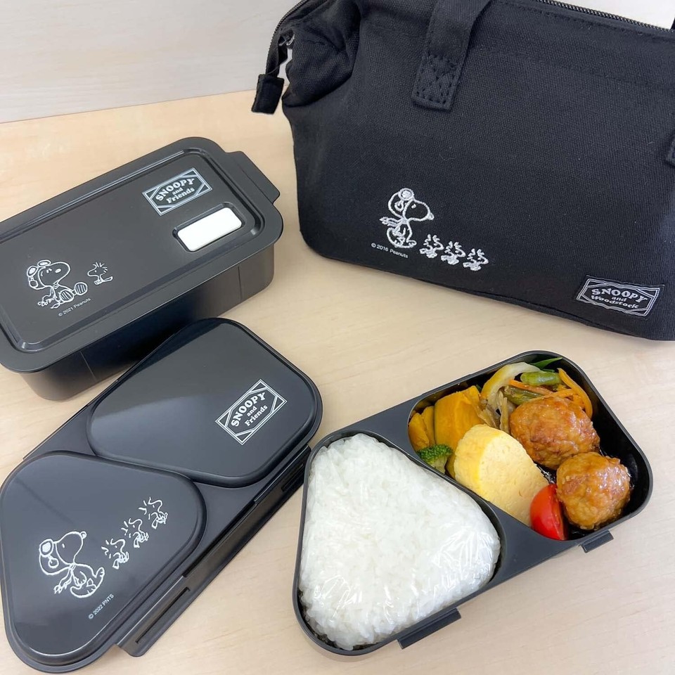 Lunch box Japanese Bento Peanuts Snoopy Rice ball case OSK LS-15 Black ...