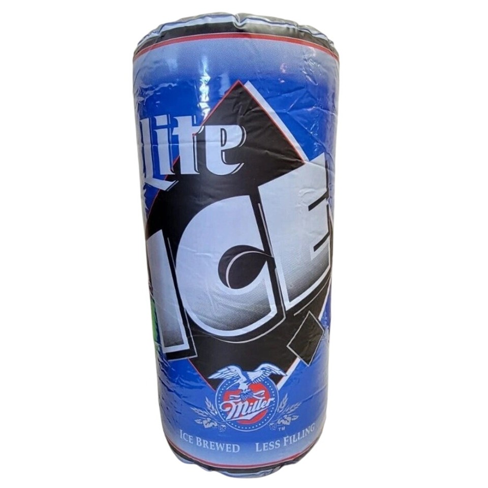 Vintage Inflatable Miller Lite Ice Beer Can 25" Tall Bar Decor Man Cave ...