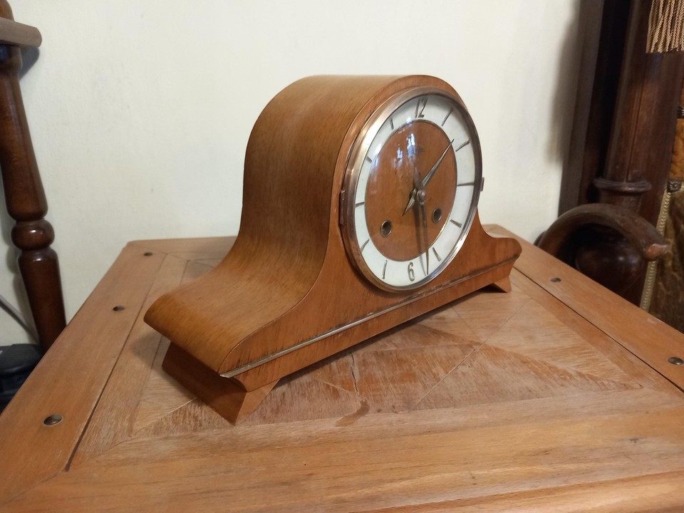 Vintage Franz HERMLE Wooden Mantle Clock, Key Winding, 1970's Germany ...