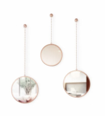 UMBRA, DIMA COLLECTION, Set of Three, Copper Framed Circular Mirrors ...