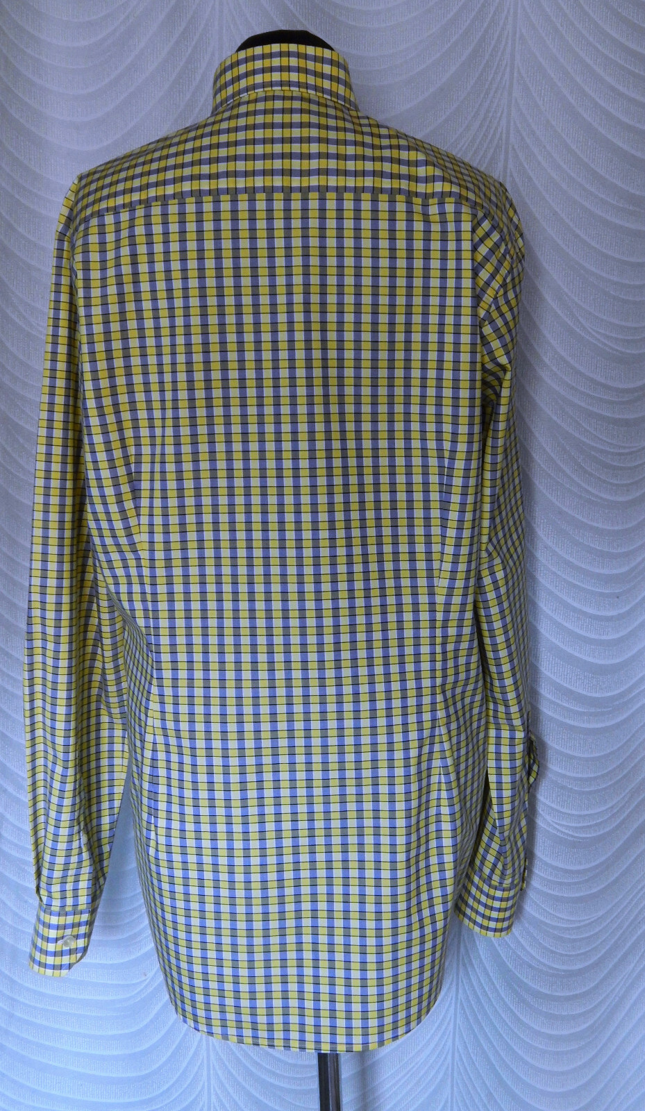 ETON Contemporary Grey Yellow White Check Shirt Size 42 / 16.5 | eBay